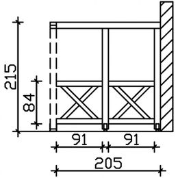 Skan Holz Seitenwand Andreaskreuze Leimholz Wandanbau Wei&szlig;, 205x210 cm