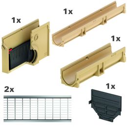 Aco Komplett Set Euroline 2.0, 2 m, A 15 (1,5 to),mit Maschenrost,Sinkkasten