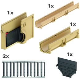 Aco Komplett Set Euroline 2.0, 2 m, A 15 (1,5 to),mit Stegrost,Sinkkasten