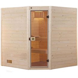 Weka Massivholz Sauna VALIDA Eck Sparset, mit 9,0 kW Klassikofen, 189x189 cm,Glast&uuml;r