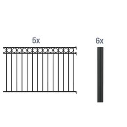 Alberts Zaun-Grundset Circle matt schwarz Metallzaun, 100 cm, Einbetonieren