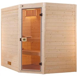 Weka Massivholz Sauna VALIDA Eck Sparset, mit 9,0 kW Klassikofen, 239x189 cm,Glast&uuml;r