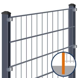Doppelstabmattenzaun zum Einbetonieren Rundum-sorglos-Paket Anthrazit Komplettset, Haltepl&auml;ttchen, 1630 mm,47,5 m,6/5/6 mm,gerade
