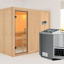 Karibu Sauna Gobin, 9 kW ext. Steuerung Easy Bio, Ganzglast&uuml;r,Klarglas,ohne Dachkranz