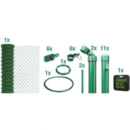Alberts Maschendrahtzaun Set gr&uuml;n, 125 cm, 25 m,Einbetonieren