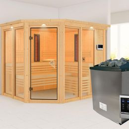 Karibu IR-Multifunktionsauna Ava, 9 kW ext. Steuerung Easy Finnisch, mit Dachkranz