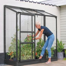 Vitavia Anlehngew&auml;chshaus Styx Tomatenhaus Schwarz, 3 mm, 69x193x182 cm (LxBxH),ESG (Einscheibensicherheitsglas, kristallklar)