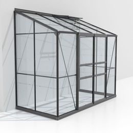 Vitavia Anlehngew&auml;chshaus Styx Tomatenhaus Schwarz, 3 mm, 132x255x182 cm (LxBxH),ESG (Einscheibensicherheitsglas, kristallklar)