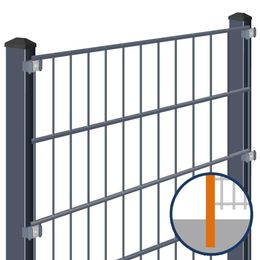 Doppelstabmattenzaun zum Einbetonieren Rundum-sorglos-Paket Anthrazit Komplettset, Haltepl&auml;ttchen, 12,5 m,8/6/8 mm,830 mm,gerade