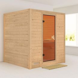 Karibu Sauna Mojave, ohne Ofen, bronziert,Ganzglast&uuml;r,ohne Dachkranz