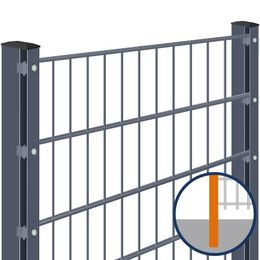 Doppelstabmattenzaun zum Einbetonieren Rundum-sorglos-Paket Anthrazit Komplettset, Abdeckleiste, 10 m,8/6/8 mm,830 mm,gerade
