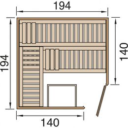 Weka Sauna Ecksauna VARBERG Fichte, Holzt&uuml;r, 194x194 cm