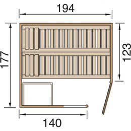 Weka Sauna Ecksauna VARBERG Fichte, Glast&uuml;r & Fensterelement, 194x177 cm