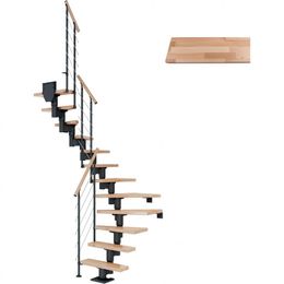 Dolle Mittelholmtreppe Dublin, inkl. einseitigem Gel&auml;nder, Edelstahl (anthrazit), 1/2 gewendelt,222 cm - 270 cm,65 cm,Buche