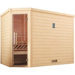 Weka Premium Massivholz Sauna TURKU Sparset, mit 7,5 kW BioS Ofen, 248x198 cm,Glast&uuml;r