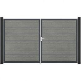 GroJa Doppeltor BasicLine Premium PVC-Steckzaun Grey Ash Cut , DIN Links, Anthrazit DB 703