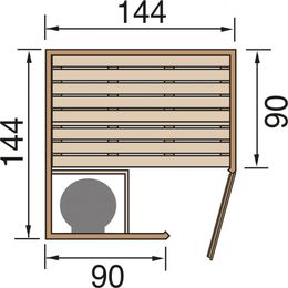Weka Sauna Ecksauna KIRUNA mit Glast&uuml;r und Ofen, mit 3,6 kW BioS Ofen, 144x144 cm