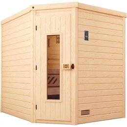 Weka Premium Massivholz Sauna TURKU Sparset, mit 7,5 kW OS Klassikofen, 198x198 cm,Holzt&uuml;r