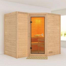 Karibu Sauna Sahib 2, ohne Ofen, bronziert,Ganzglast&uuml;r,ohne Dachkranz