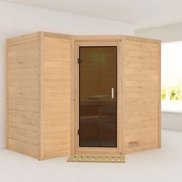 Karibu Sauna Sahib 2, ohne Ofen, Ganzglast&uuml;r,graphit,ohne Dachkranz