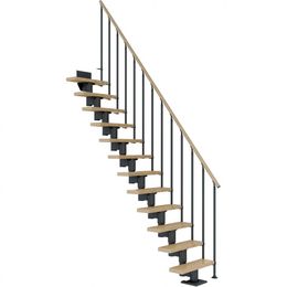 Dolle Mittelholmtreppe Dublin, inkl. einseitigem Gel&auml;nder, Einzelstab (anthrazit), 259 cm - 315 cm,75 cm,Ahorn,Geradelaufend