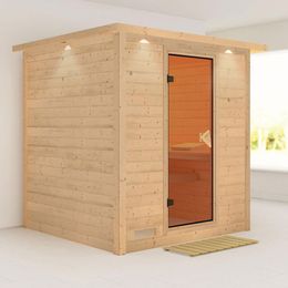 Karibu Sauna Mojave, ohne Ofen, bronziert,Ganzglast&uuml;r,mit Dachkranz