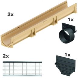 Aco Komplett Set Euroline 2.0, 2 m, A 15 (1,5 to),mit Maschenrost,Stutzen