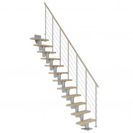 Dolle Mittelholmtreppe Dublin, inkl. einseitigem Gel&auml;nder, Einzelstab (perlgrau), 240 cm - 292 cm,65 cm,Ahorn,Geradelaufend