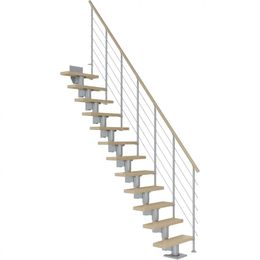 Dolle Mittelholmtreppe Dublin, inkl. einseitigem Gel&auml;nder, Edelstahl (perlgrau), 259 cm - 315 cm,65 cm,Ahorn,Geradelaufend