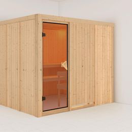 Karibu Sauna Gobin, ohne Ofen, bronziert,Ganzglast&uuml;r,ohne Dachkranz