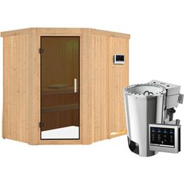 Karibu Sauna Saja, Easy Bio 3,6 kW Ofen, Ganzglast&uuml;r,graphit,ohne Dachkranz