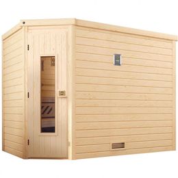 Weka Premium Massivholz Sauna TURKU Sparset, mit 7,5 kW BioS Ofen, 248x198 cm,Holzt&uuml;r
