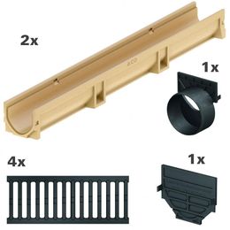 Aco Komplett Set Euroline 2.0, 2 m, B 125 (12,5 to),mit Gussrost,Stutzen