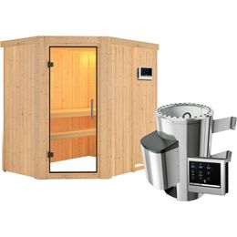 Karibu Sauna Saja, Easy Finnisch 3,6 kW Ofen, Ganzglast&uuml;r,Klarglas,ohne Dachkranz