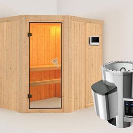 Karibu Sauna Saja, Easy Finnisch 3,6 kW Ofen, bronziert,Ganzglast&uuml;r,ohne Dachkranz