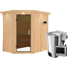 Karibu Sauna Saja, Easy Bio 3,6 kW Ofen, Ganzglast&uuml;r,graphit,mit Dachkranz