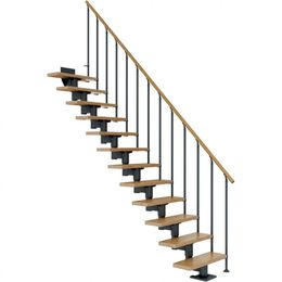 Dolle Mittelholmtreppe Cork, inkl. einseitigem Gel&auml;nder, Einzelstab (anthrazit), 222 cm - 270 cm,75 cm,Eiche,Geradelaufend