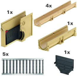 Aco Komplett Set Euroline 2.0, 5 m, A 15 (1,5 to),mit Stegrost,Sinkkasten