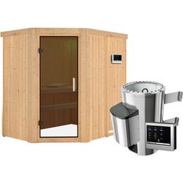 Karibu Sauna Saja, Easy Finnisch 3,6 kW Ofen, Ganzglast&uuml;r,graphit,ohne Dachkranz