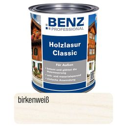 BENZ PROFESSIONAL Holzlasur Classic Holzschutzmittel, 0,75 l, Birkenwei&szlig;