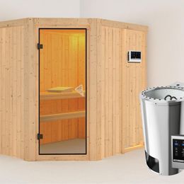 Karibu Sauna Saja, Easy Bio 3,6 kW Ofen, bronziert,Ganzglast&uuml;r,ohne Dachkranz