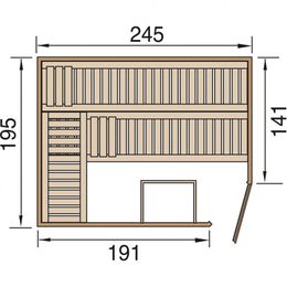 Weka Sauna Holzsauna TURKU Premium, Holzt&uuml;r, 245x195 cm,ohne Ofen