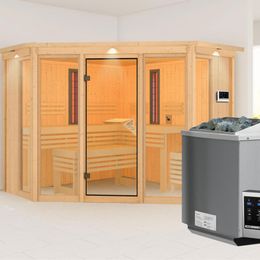 Karibu IR-Multifunktionsauna Asta, 9 kW ext. Steuerung Easy Bio, mit Dachkranz