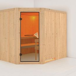 Karibu Sauna Malin, ohne Ofen, bronziert,Ganzglast&uuml;r,ohne Dachkranz