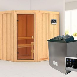 Karibu Woodfeeling Sauna Kotka, 9 kW ext. Steuerung Easy Finnisch