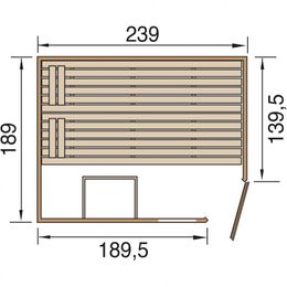 Weka Sauna Ecksauna VALIDA Massivholz, Glast&uuml;r & Fensterelement, 239x189 cm