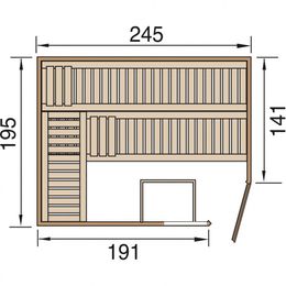 Weka Sauna Holzsauna TURKU Premium, Glast&uuml;r & Fensterelement, 245x195 cm,ohne Ofen