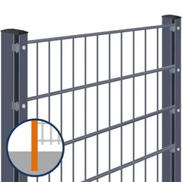 Doppelstabmattenzaun zum Einbetonieren Rundum-sorglos-Paket Anthrazit Komplettset, Abdeckleiste, 1 Ecke,10 m,1230 mm,6/5/6 mm