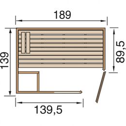 Weka Sauna Ecksauna VALIDA Massivholz, Glast&uuml;r & Fensterelement, 189x139 cm