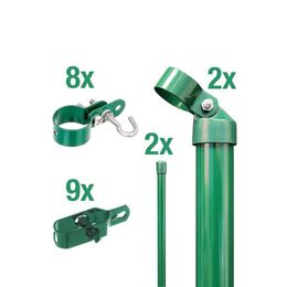 Alberts Zauneck-Set f&uuml;r Maschendrahtz&auml;une gr&uuml;n, 200 cm, Einbetonieren